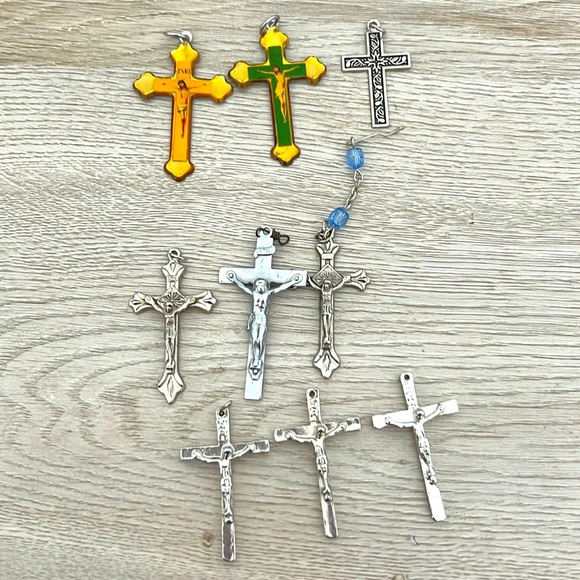 Jewelry | Set Of 9 Unmarked Crucifixes | Poshmark